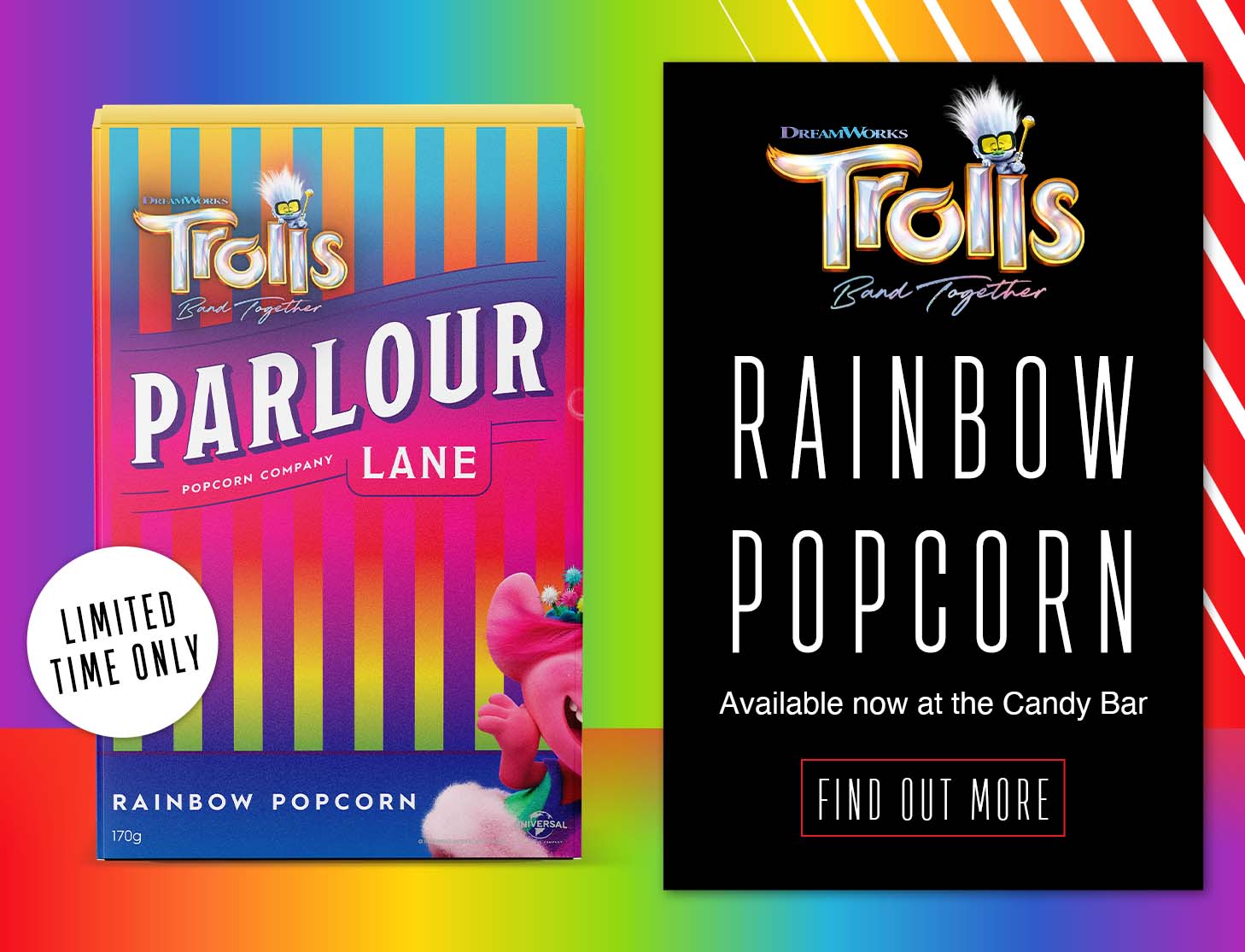 Trolls Band Together x Parlour Lane Rainbow Popcorn - Event Cinemas